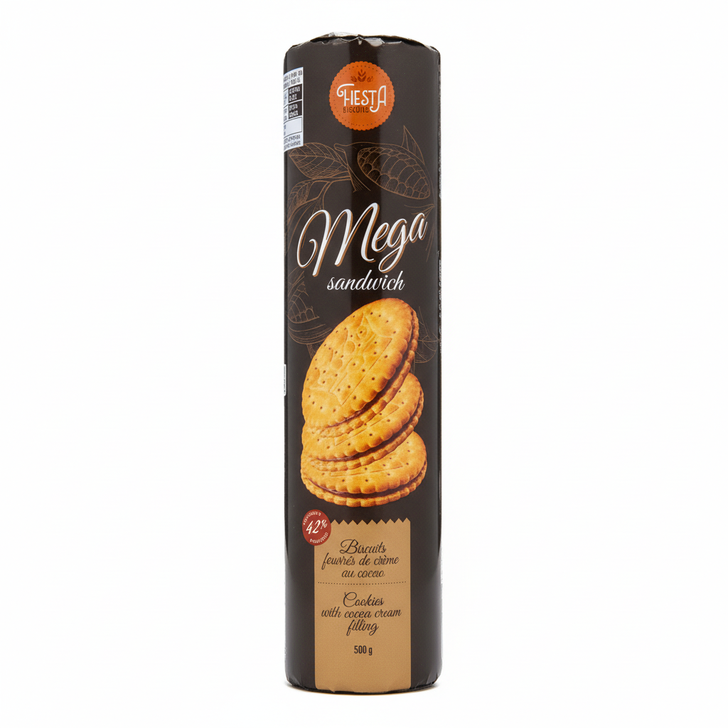 Fiesta Biscuits Mega Sandwich 500g | Biscuits Fourrés Crème Premium ...