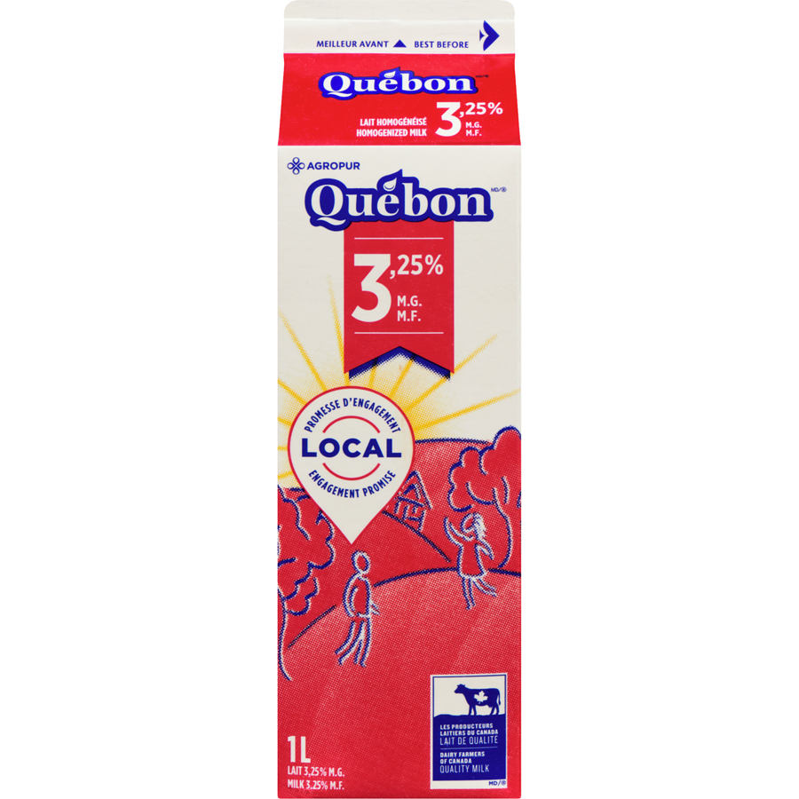 Lait 3,25% 1L | Quebon | Lait Entier du Québec – Le Pro 1600